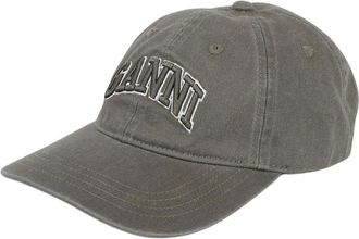 Ganni unisex, Accessoires, Gris, Taille: ONE Size Casquette en toile de coton d&eacute;lav&eacute;e