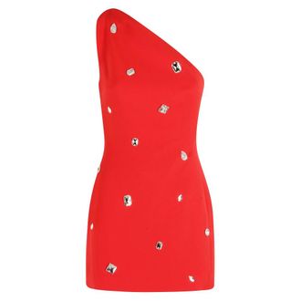 DAVID KOMA Kristallverziertes One-Shoulder-Minikleid - - Dresses - Damen - Rot - S