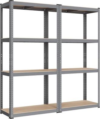 Songmics Lot de 2, Étagère de Rangement à 4 Niveaux, 40 x 80 x 160 cm, Capacité 520 kg, Planches Réglables, Style Industriel, pour Cuisine, Salon, Gris GLR044G