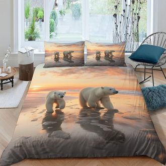 Generic Bettw&auml;sche 3D Bettbezug Tier Eisb&auml;r 135X200 cm Bettbezug Set Bettw&auml;sche Set Weiche Flauschige Bettbez&uuml;ge Baumwolle Mit Rei&szlig;verschluss 1Mal Bettbezug U