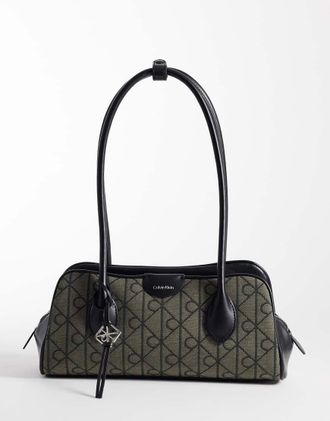 Calvin Klein Sac port&eacute; &eacute;paule effet grain&eacute; avec embl&egrave;me - Noir