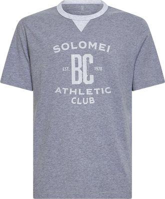 Brunello Cucinelli Homme, Tops, Gris, Taille: S T-shirt en jersey de coton avec imprim&eacute;