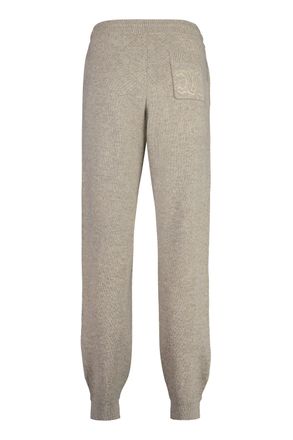 Celine Womens Triomphe Wool-Cashmere Jogging Trousers Beige Track Pants