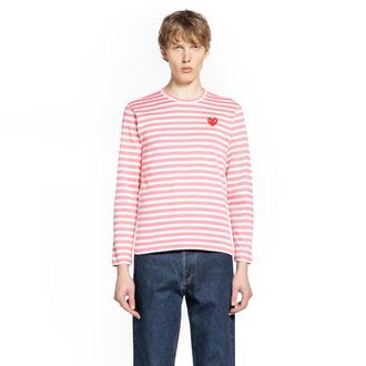 Comme Des Garçons Heart Striped Cotton Long Sleeve T-Shirt