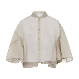 Max Mara Femme, Blouses et Chemises, Beige, Taille: 38 FR Mxadonna Cape en Organza