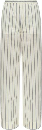 Moncler Femme, Pantalons, Beige, Taille: 38 FR Pantalon Ray&eacute; en Coton et Soie