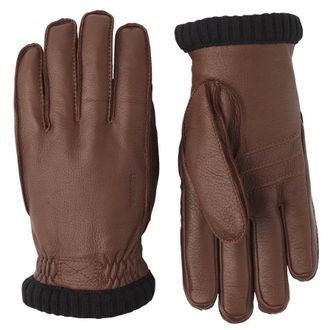 Hestra Deerskin Primaloft Rib Handschuhe Lederhandschuhe Fingerhandschuhe Herren - mit Futter Winter Herbst-Winter - 11 HS dunkelbraun