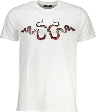 Cavalli Wei&szlig;es Baumwoll-Logo-Print-T-Shirt - - Tops - Herren - Wei&szlig; - XL
