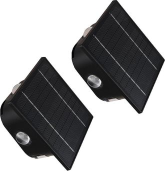 Globo Lighting Solarlampe schwarz Außenleuchte Terrasse Wandlampe modern, Eckige Gartenlampe Akku Hauswand wetterfest, 1x LED 50lm 3000/6000K, LxBxH 13,1x7x13,1 cm, 