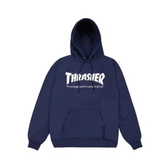 Thrasher Navy/White Skatemag Hood Langarm Sweatshirt - - Sweatshirts & Hoodies - Herren - Blau - XL