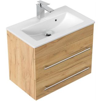 Magnolia Home Badm&ouml;bel Mars 600 SlimLine 60x36cm mit 2 SoftClose Schubladen eiche gold