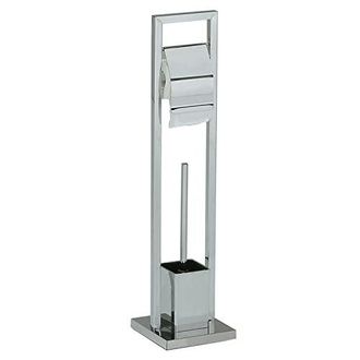 IDIMEX Porte-Papier Toilette TOMA Support sur Pied avec Porte Brosse &agrave; WC, en m&eacute;tal chrom&eacute;