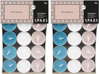 Spaas 30 Duft-Teelichter Farben sortiert, &plusmn; 4,5 Stunden - Morning Breeze (Packung mit 2)