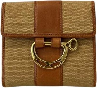 Ralph Lauren Portefeuille trifold en cuir et toile Pre-owned - Femme - Pre-owned - Brun - Taille: ONE Size