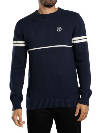 Sergio Tacchini Herren Orion Strick-Sweatshirt, Maritime Blue/Gardenia, M
