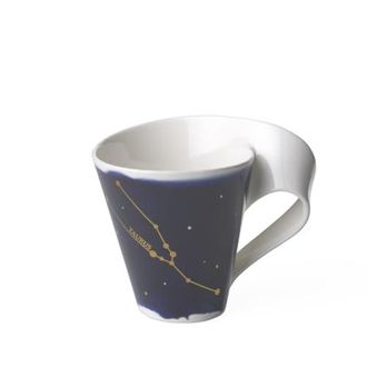 Villeroy & Boch Mug NewWave Stars avec anse, tasse élégante à motif Taureau, porcelaine premium, adapté au lave-vaisselle, blanc/bleu, 300 ml