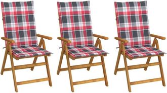 vidaXL Vidaxl - Klappbare Gartenst&uuml;hle 3 Stk. mit Auflagen Massivholz Akazie