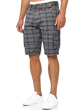Indicode Hommes Monroe Cargo Shorts | Pantalon Court Cargo avec Ceinture Iron Check XL