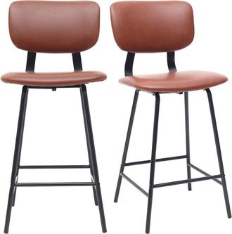 Miliboo Design-Barhocker Vintage Hellbraun mit Metallbeinen 65 cm (2 Stk.) lab