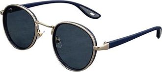 Generic Lunettes de soleil rondes avec protection UV pour homme et femme, idéales pour la conduite, la pêche, lextérieur, bleu