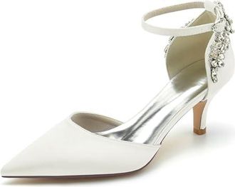 Minitoo MY040 Chaussures de mariée à talons bas avec bride pour femme, My040 Ivoire Talon 6 cm, 38.5 EU