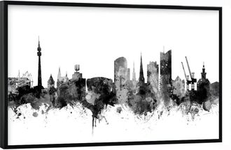 artboxONE Poster mit schwarzem Rahmen 60x40 cm Städte Dortmund Germany Skyline 2 - Bild Dortmund Germany Skyline