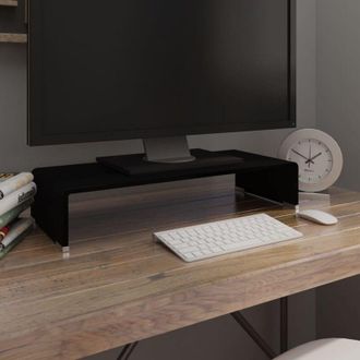 vidaXL Vidaxl - TV-Tisch/Bildschirmerh&ouml;hung Glas Schwarz 60x25x11 cm