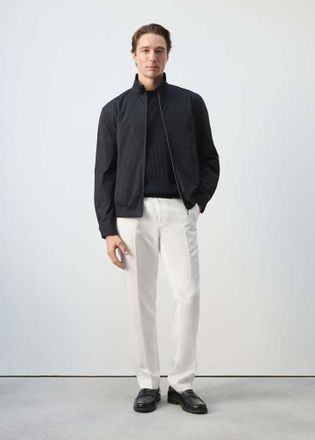 Mango Pantalon slim-fit Lyocell lin blanc cass&eacute; - Homme - 38 - MANGO MAN