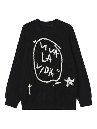 Five CM pull en maille côtelée à col ras-de-cou - Noir