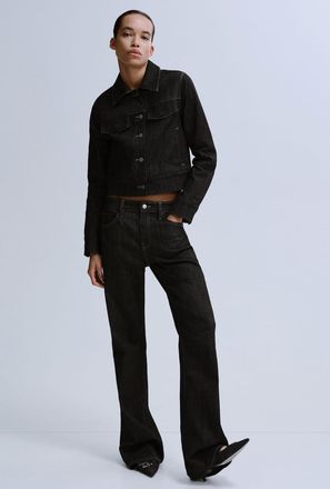 Mango Flared-Jeans mit mittlerer Bundh&ouml;he schwarz - Damen - 32 - MANGO