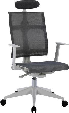 Boxxx Drehstuhl, Weiß, Hellgrau, Metall, Kunststoff, Textil, Drehkreuz, 64x108-117.5x64 cm, Sitzfläche 360° drehbar, inklusive Armlehnen, Arbeitszimmer, Bür