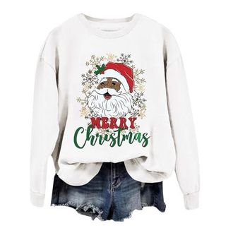 Generic Sweat Noel Femme Grande Taille Sweat FéMinin Col du Cou Manches Longues Motif Festif De NoëL sans Capuche Confortable Et Tendance pour Un Style DéCont