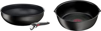 T-fal Ingenio, Lot de 2 pièces Sauteuse 28 cm + 1 poignée, Induction, Revêtement antiadhésif & Ingenio Eco Resist Poêle profonde 26 cm, Revêtement antiadhés