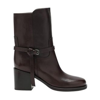 Brunello Cucinelli Femme, Chaussures, Brun, Taille: 38 EU Bottines classiques en cuir avec Monili