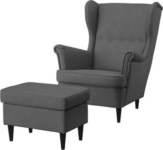 IKEA STRANDMON Ohrensessel mit Hocker