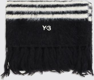 Yohji Yamamoto Gestreifter Schal aus recyceltem Stoff mit Logo und Fransen