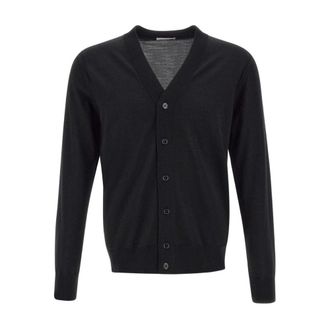 Paolo Pecora Cardigan mit V-Ausschnitt und Knopfleiste - - Knitwear - Herren - Schwarzk - L