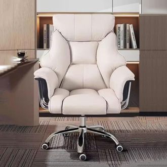 Generic Komfortabler Chefsessel mit Drehfunktion, ergonomischer B&uuml;rostuhl mit hoher R&uuml;ckenlehne, Lederpolsterung, Dicker Sitzfl&auml;che, Armlehnen und H&ouml;henverste