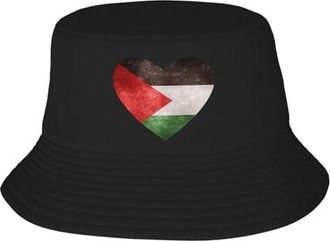 Generic Chapeau De Seau Drapeau Palestinien avec Un Coeur Chapeaux De Visi&egrave;re Respirant &Eacute;t&eacute; Bonnet De Soleil, pour Plage, Chasse, Le Camping, 56-58cm