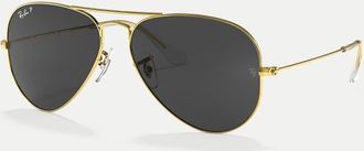 Ray-Ban Max - Lunettes de soleil pilote &agrave; verres polaris&eacute;s noirs - Dor&eacute;