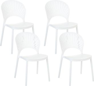 Beliani Beliani - Set 4 Sedie Da Pranzo Interno Ed Esterno In Plastica Bianco Ostia