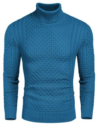 Coofandy Pullover Herren Rollkragenpullover Strickpullover Rollkragenpulli Winterpullover Herrenpullover Langarm Pulli Rollkragen Pullover Slim Fit Rolli Pfaue
