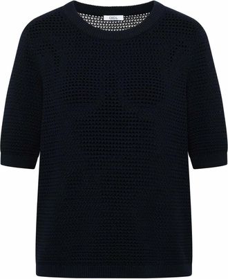 Cecil Strickpullover mit Rundhalsausschnitt - - Knitwear - Damen - Blau - M