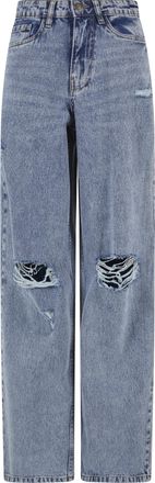 Urban Classics Damen Hose Ladies Distressed 90s Wide Leg Denim Pants Vintage lightblue Washed 31