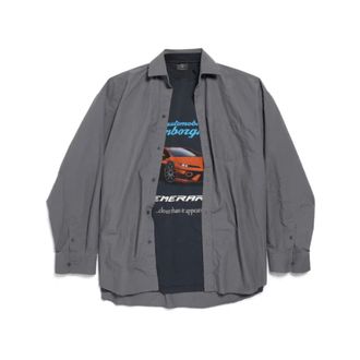 Balenciaga Lamborghini Lagen Popeline Hemd - - Shirts - Herren - Grau - S