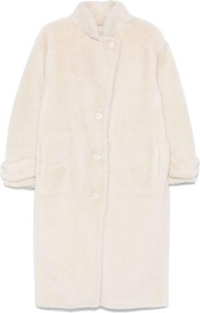 Yves Salomon Shearling-Mantel - Wei&szlig;