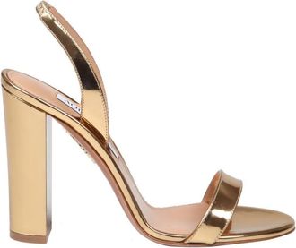 Aquazzura Sandalen - So Nude Sandal In Mirror Effect Leather - Gr. 37,5 (EU) - in Gold - f&uuml;r Damen