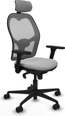 Piqueras y Crespo Grauer Drehstuhl mit 3D-Armen, h&ouml;henverstellbare Lendenwirbelst&uuml;tze und h&ouml;henverstellbares Kopfteil, Grau/Hellgrau