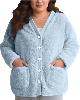 Generic Manteau dint&eacute;rieur en polaire avec boutons &agrave; col en V pour femme, manteau dint&eacute;rieur de couleur unie, v&ecirc;tement de d&eacute;tente minimaliste tendance, mantea