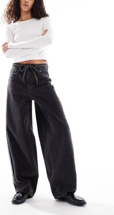 Object Jean ultra-large de qualité supérieure à cordon de serrage - Noir